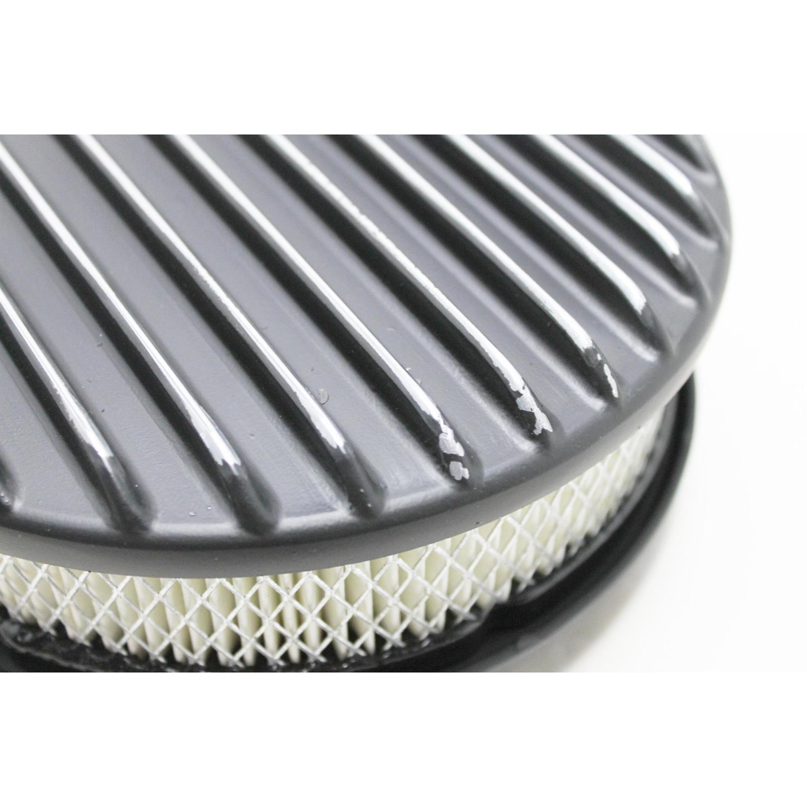 12 Inch Fully Finned Oval Air Cleaner Set w/ Paper Filter, Black