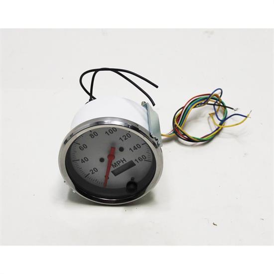 Speedway Speedometer Gauge, White Face, 3-3/8, Electric