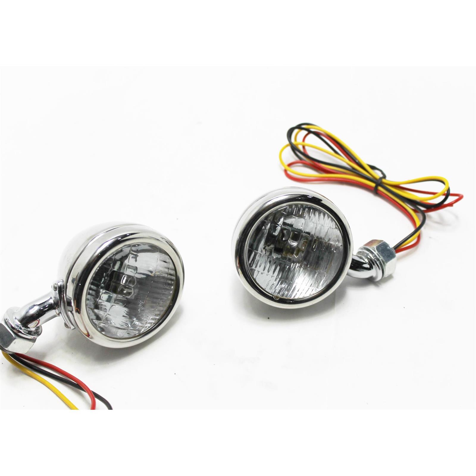 1933-34 Ford Stainless Steel 12 Volt Cowl Lights, 2-1/2 Inch