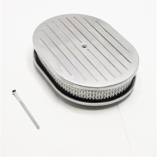 Ball Milled Billet Aluminum Oval Air Cleaner, 12 Inch