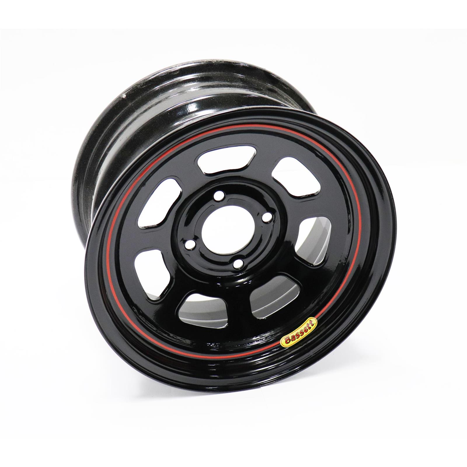 Bassett 58ST5 15X8 D-Hole Lite 4 on 4.5 5 Inch Backspace Black Wh