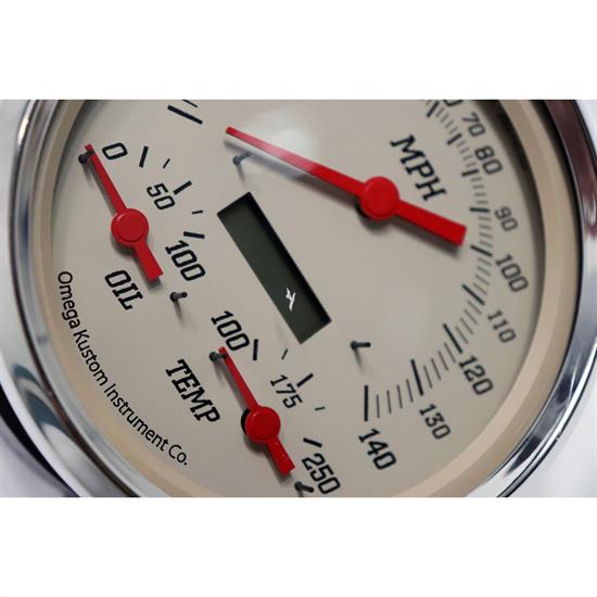 Omega Kustom 3-N-1 Gauge Set, Timeless Tan, 4-3/8 Speed/Oil/Temp