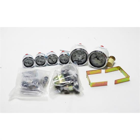 Stewart Warner 82222 Wings Six Gauge Set, Electric, White Face