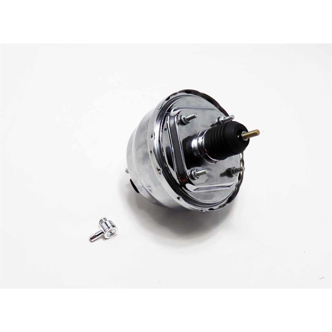 Speedway Single Diaphragm Power Brake Booster, 8 Inch, Chrome Fin